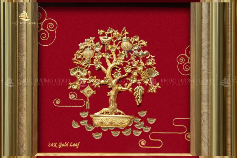 Tranh cây tài lộc dát vàng 24k - TT06 - Phúc Tường Gold