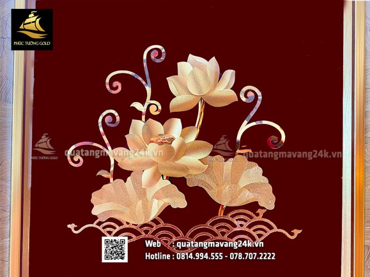 Tranh hoa sen dát vàng 24k - Phúc Tường Gold