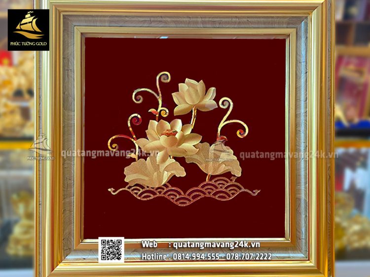 Tranh hoa sen dát vàng 24k - Phúc Tường Gold