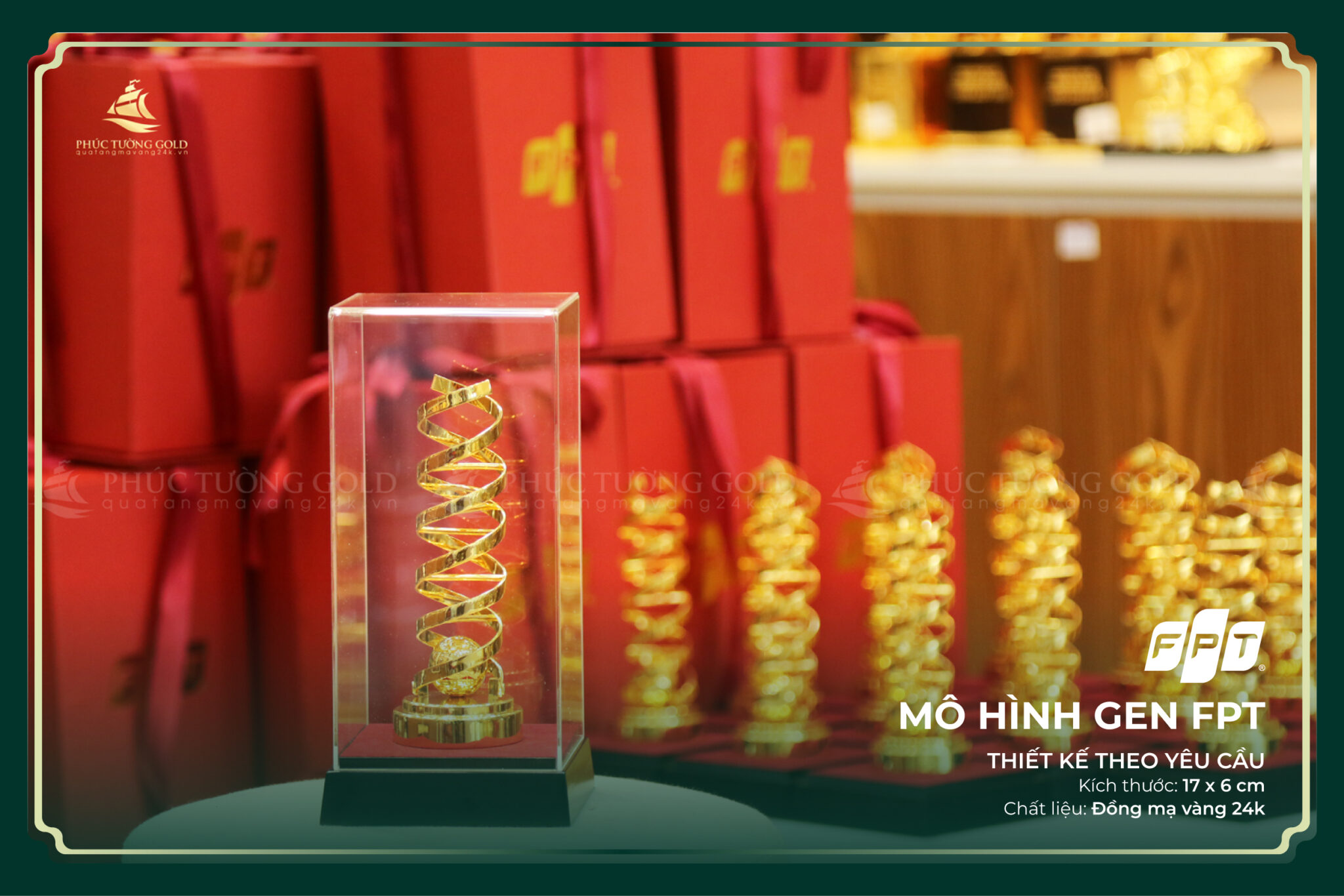 Đơn hàng: Mô hình Gene mạ vàng 24k cho tập đoàn FPT - Phúc Tường Gold