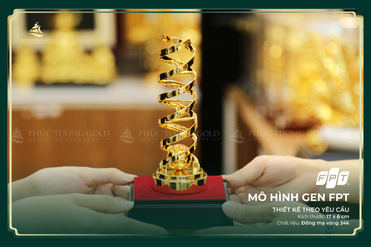 Đơn hàng: Mô hình Gene mạ vàng 24k cho tập đoàn FPT - Phúc Tường Gold